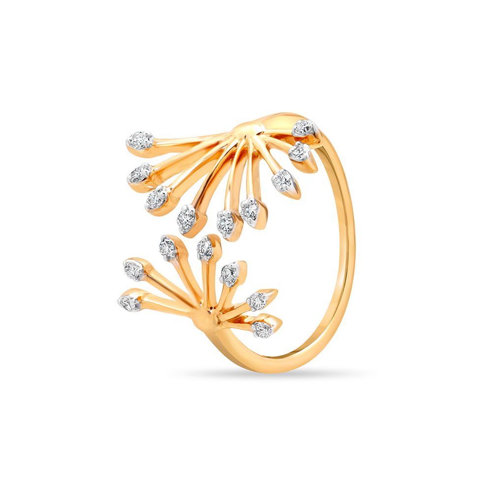 14KT Yellow Gold Dainty Dandelion Ring