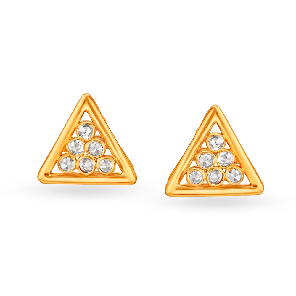 Stunning Triangular Gold Stud Earrings
