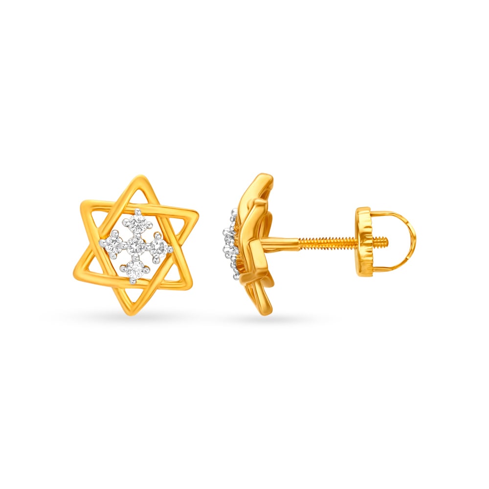 Nakshatra Pattern Diamond Stud Earrings