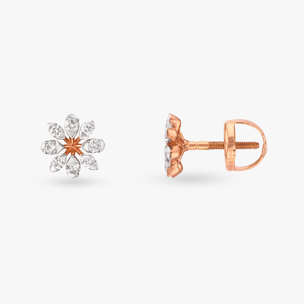 Luminous Flower Diamond Stud Earrings