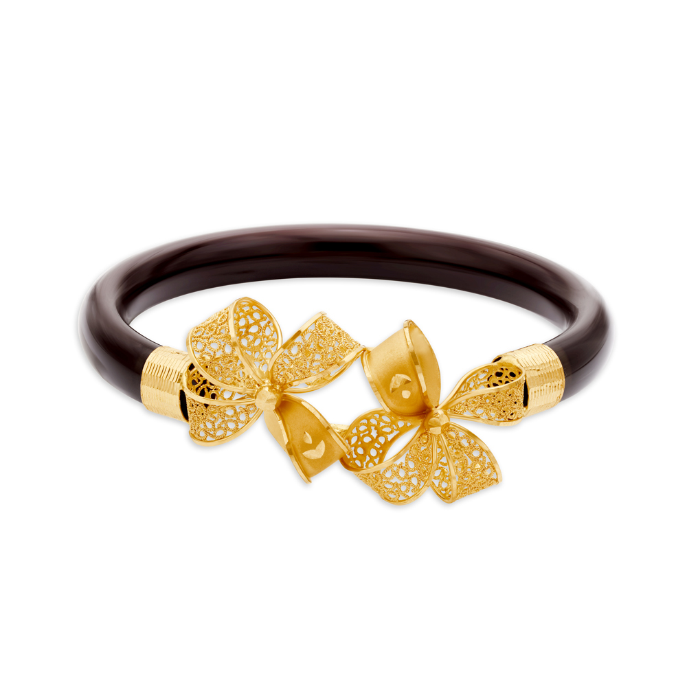 Blooming Floral Design Gold Bangle