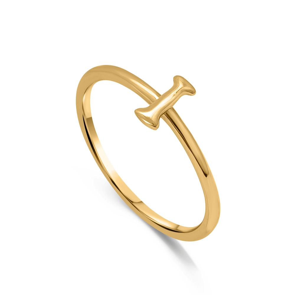 Letter I 14KT Yellow Gold Initial Ring