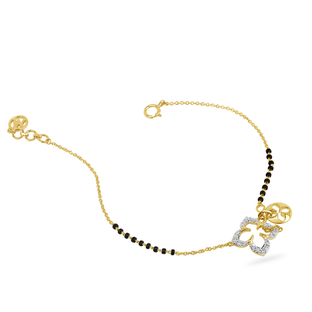 14KT Yellow Gold Clover Forever Diamond Mangalsutra Bracelet