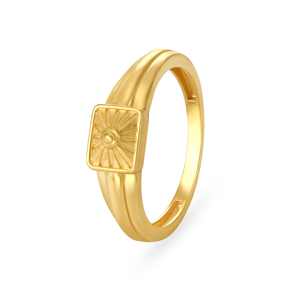 Modern Square Cut Gold Ring