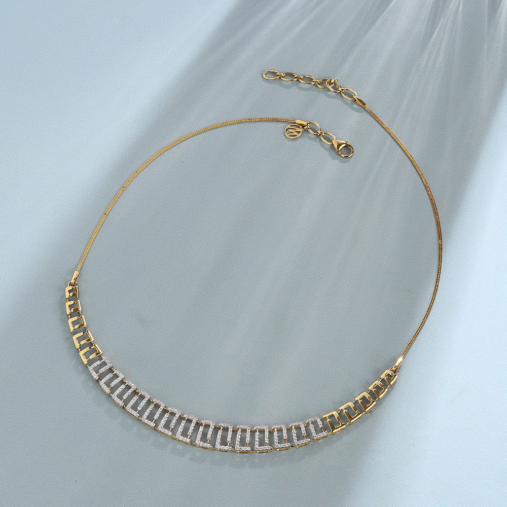 Chic Statement Gold & Diamond Necklace