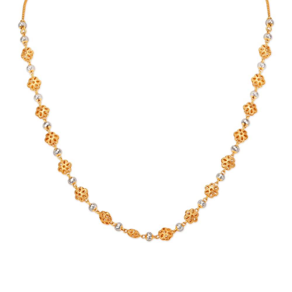 Exuberant Floral Bead Gold Chain