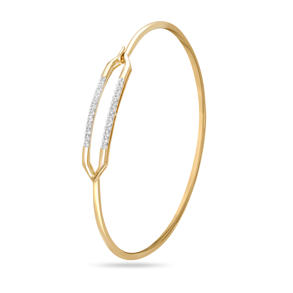 14KT Yellow Gold Dazzling Geometric Diamond Bangle