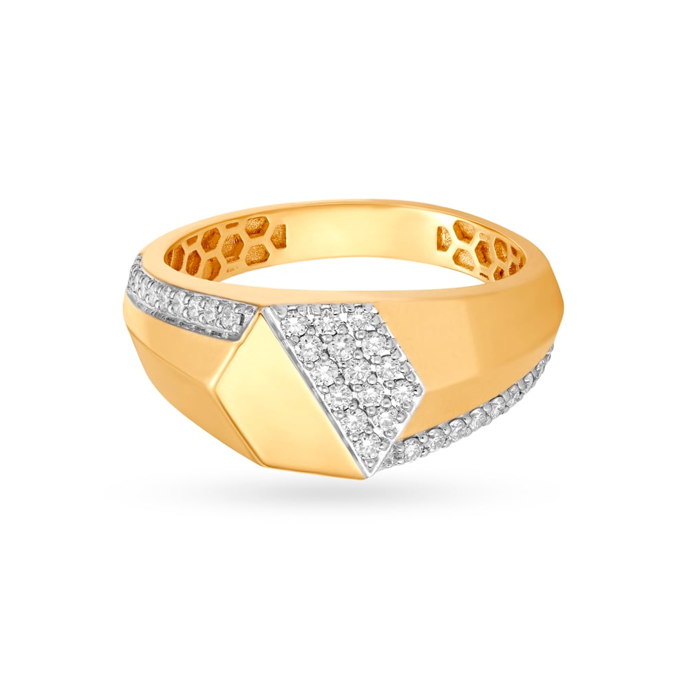Diagonal Cut Diamond Finger Ring for Men