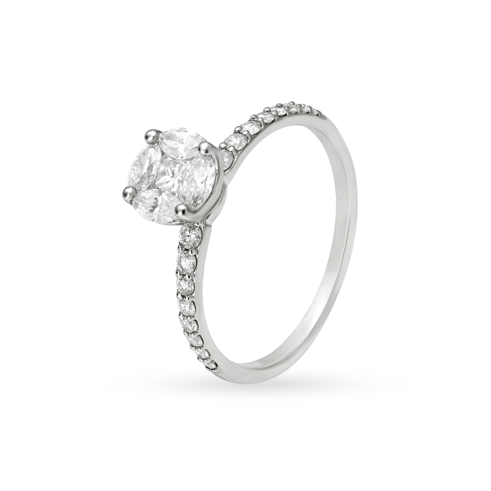 Dazzling 18 Karat White And Rose Gold And Diamond Detachable Ring