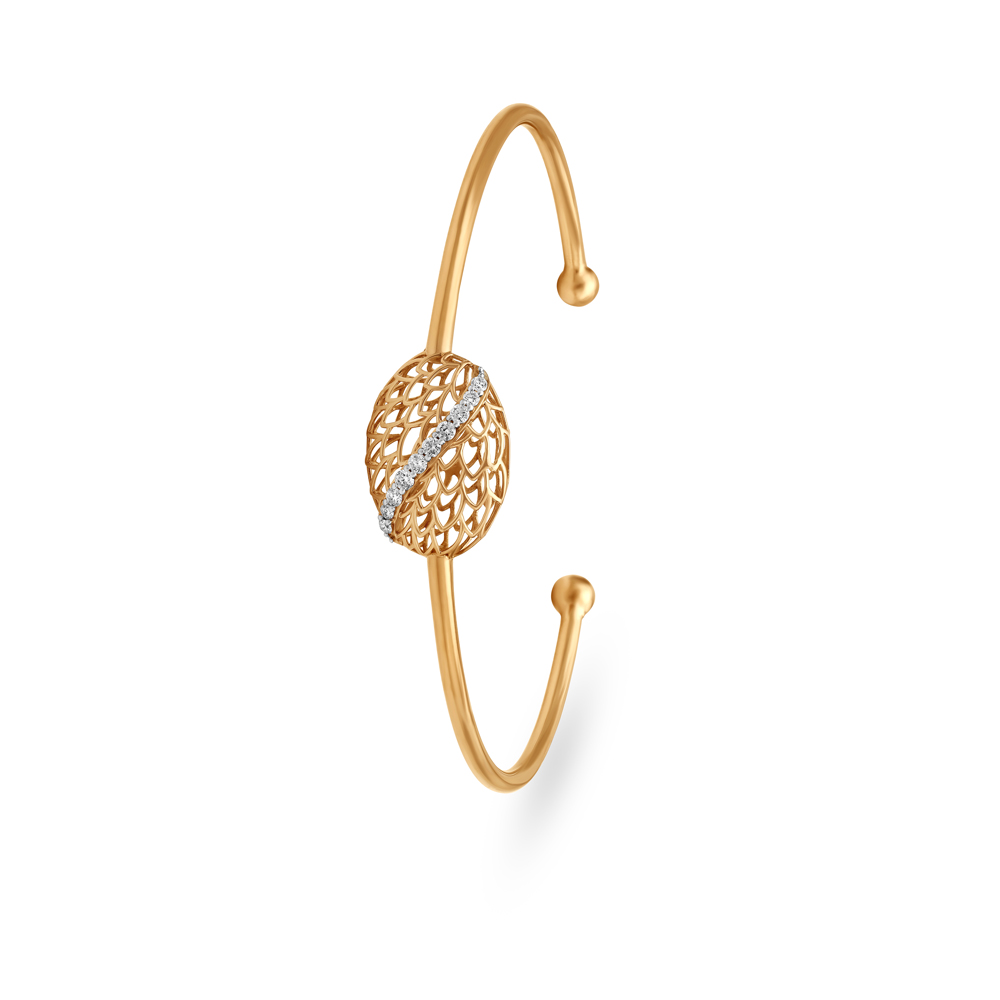18 Karat Gold Studded Bangle