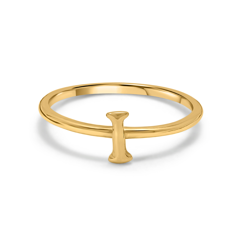 Letter I 14KT Yellow Gold Initial Ring