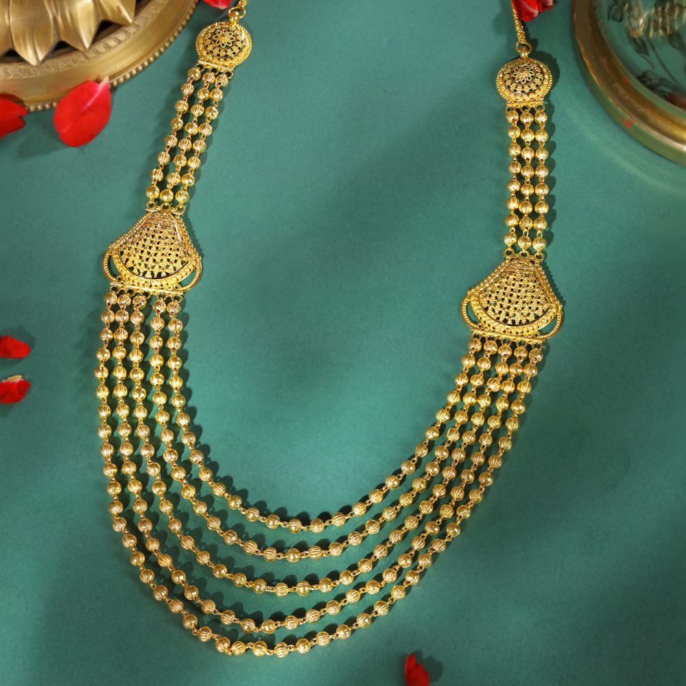 Stunning 22 Karat Yellow Gold Beaded Multi Strand Haaram