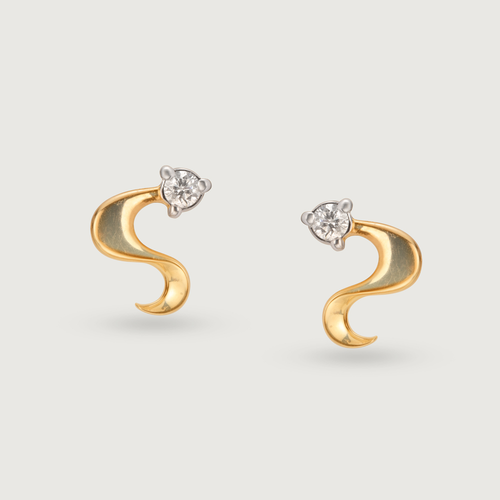 Serpentine Sparkle 14KT Gold & Diamond Stud Earrings