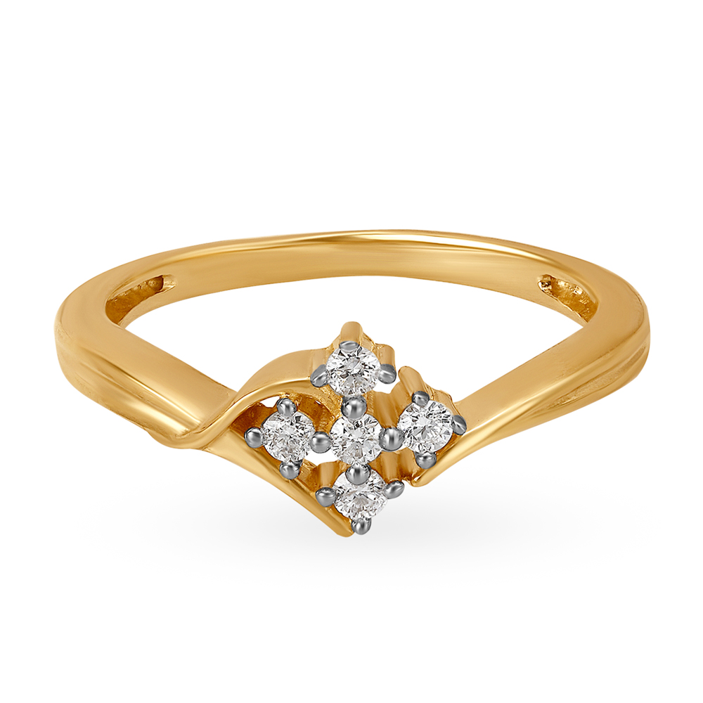 Floral Motif Five Stone Diamond Finger Ring