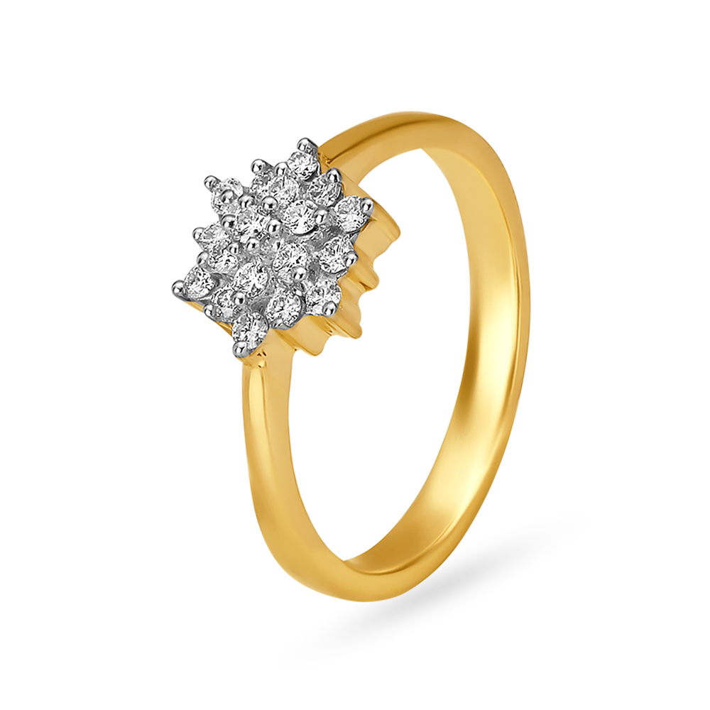 Flawless Asterisk 18 Karat Gold And Diamond Ring