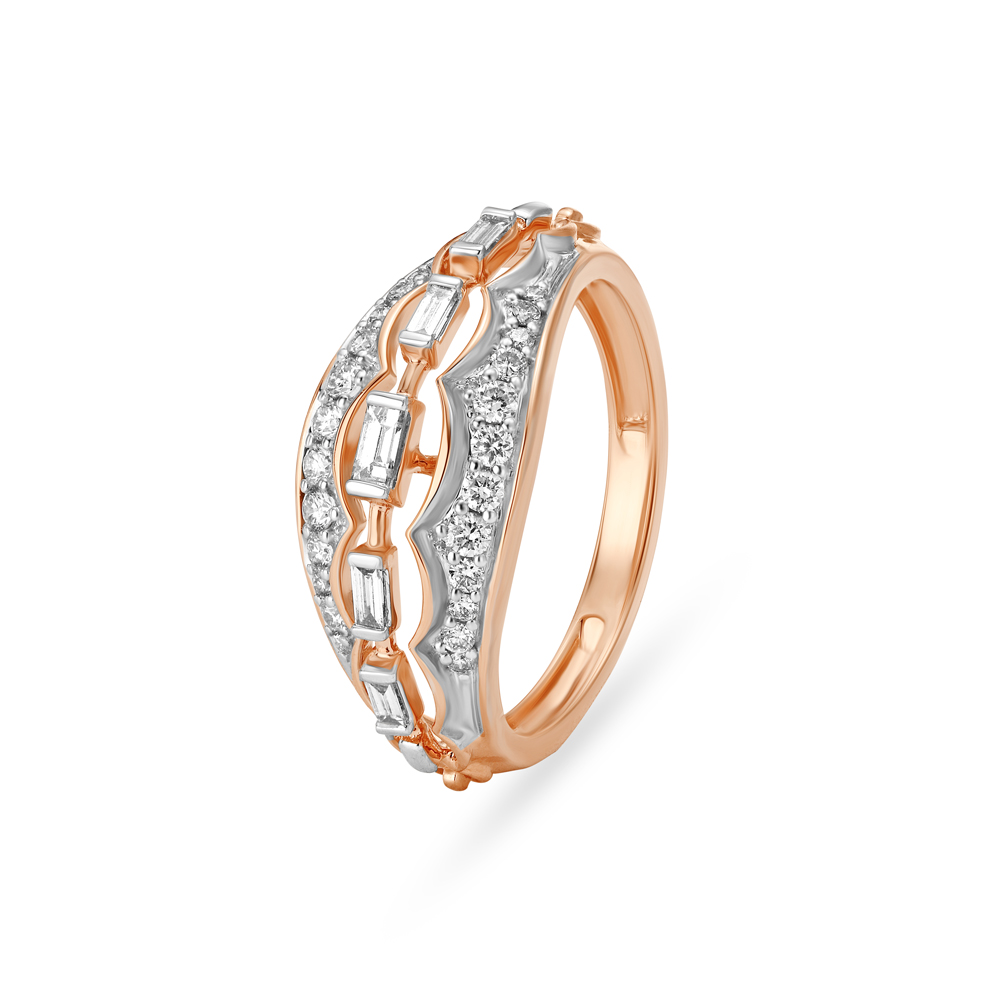 Cluster Look Broad Rose Gold Finger Band