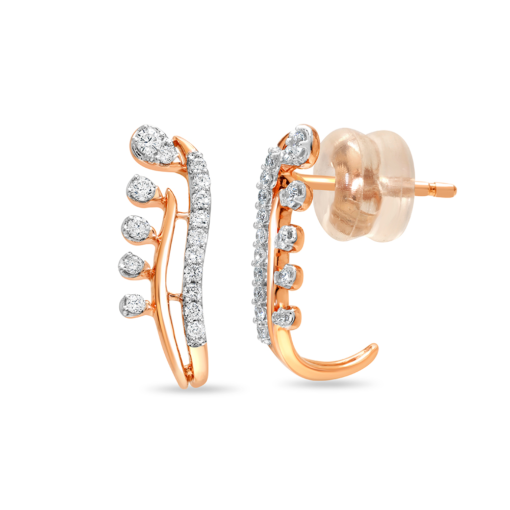 14kt Rose Gold Subtle Sparkle Diamond Hoop Earring