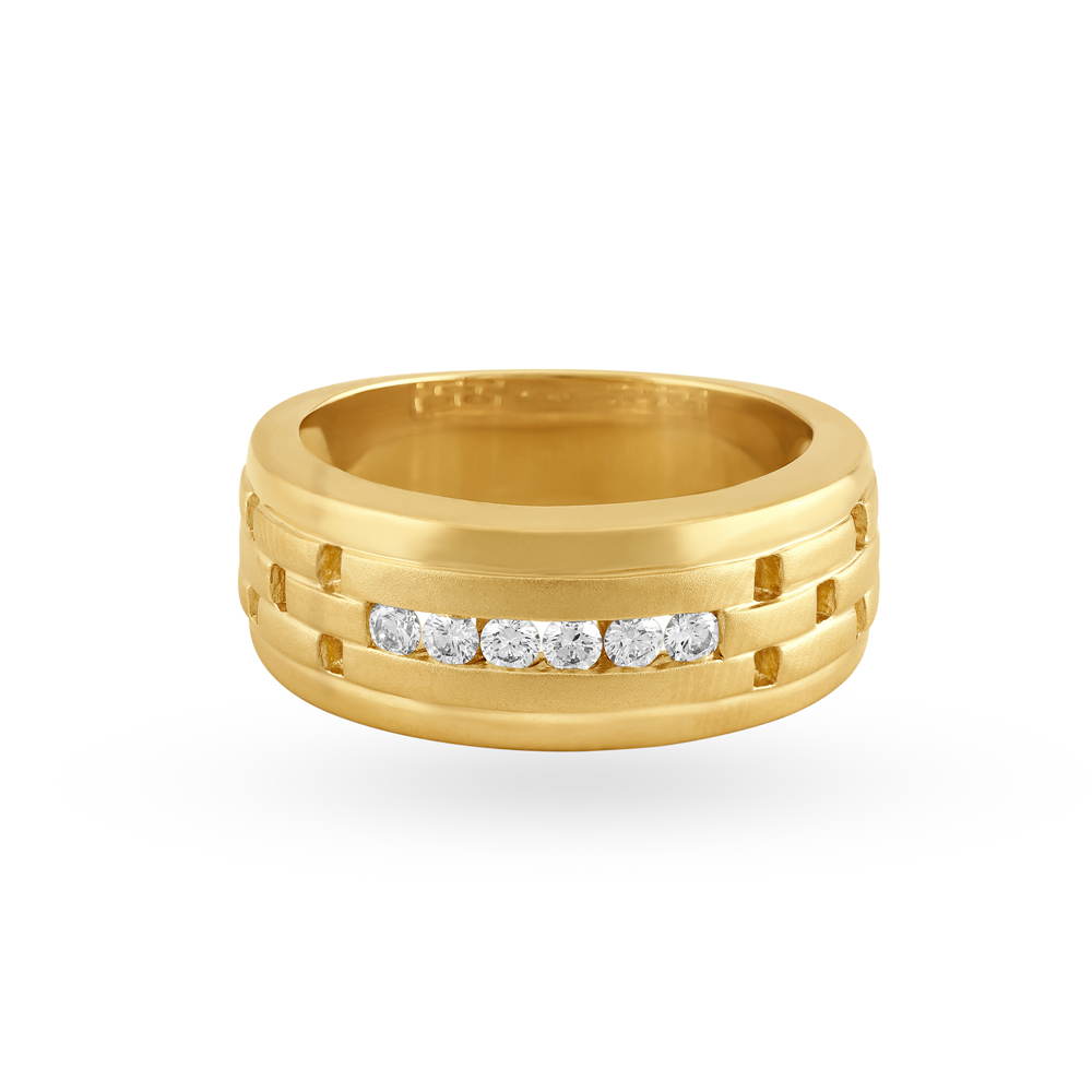 Sophisticated 18 Karat Yellow Gold And Diamond Stacked Finger Ring