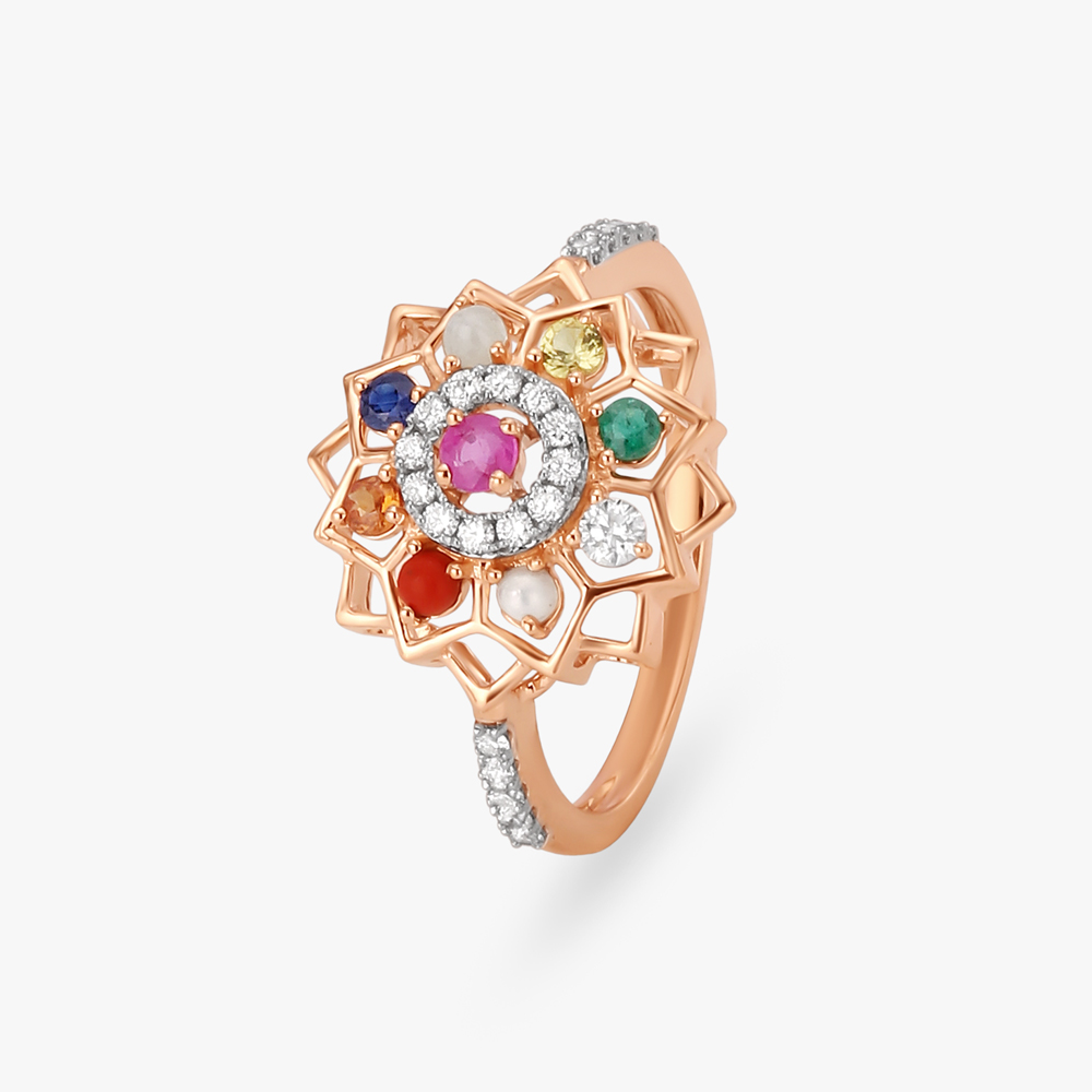 Royal Navaratna Diamond Finger Ring