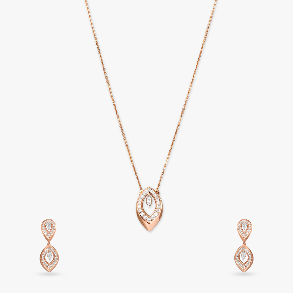 Chic Elegance Diamond Pendant with Chain and Earrings Set