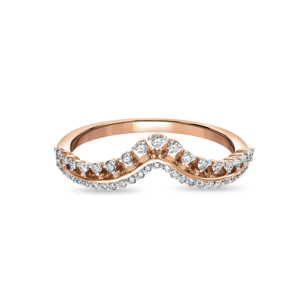 18KT Rose Gold Diamond Studded Vanki Ring