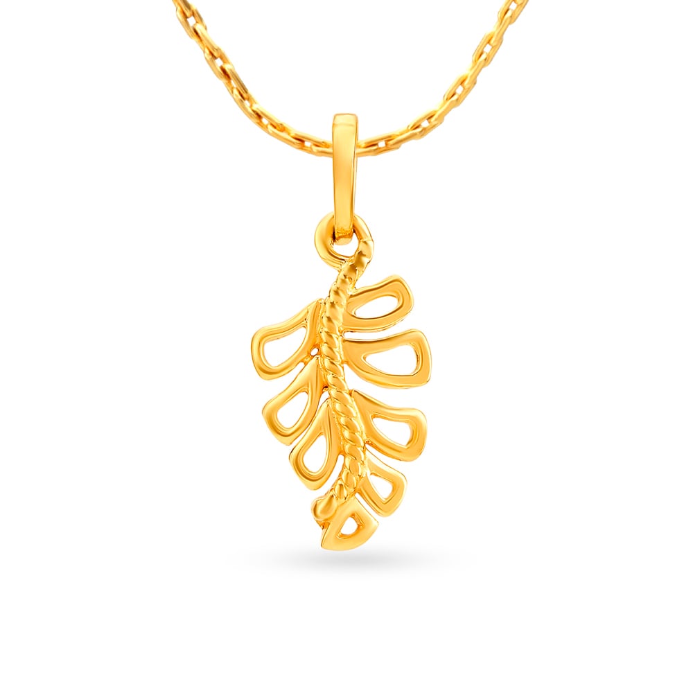 Elegant Yellow Gold Leaf Pendant