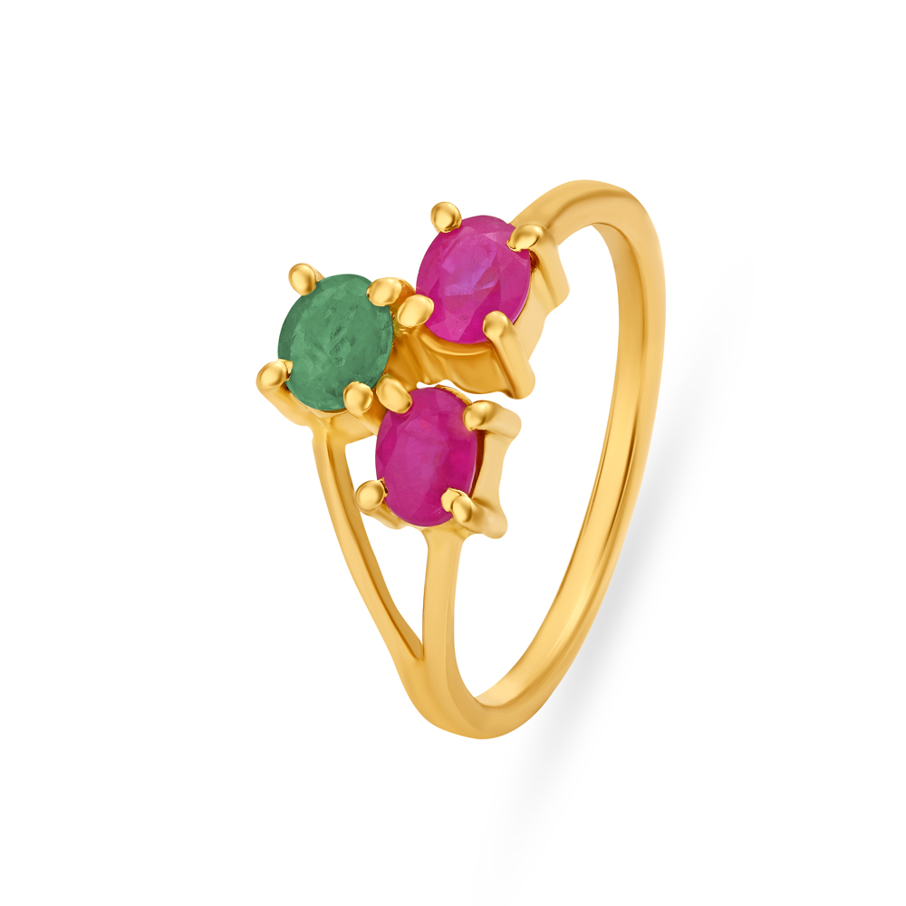Alluring Emerald And Ruby Studded Ring