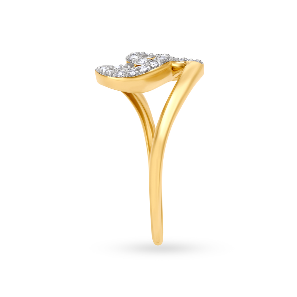 Fancy Contemporary Gold and Diamond Finger Ring