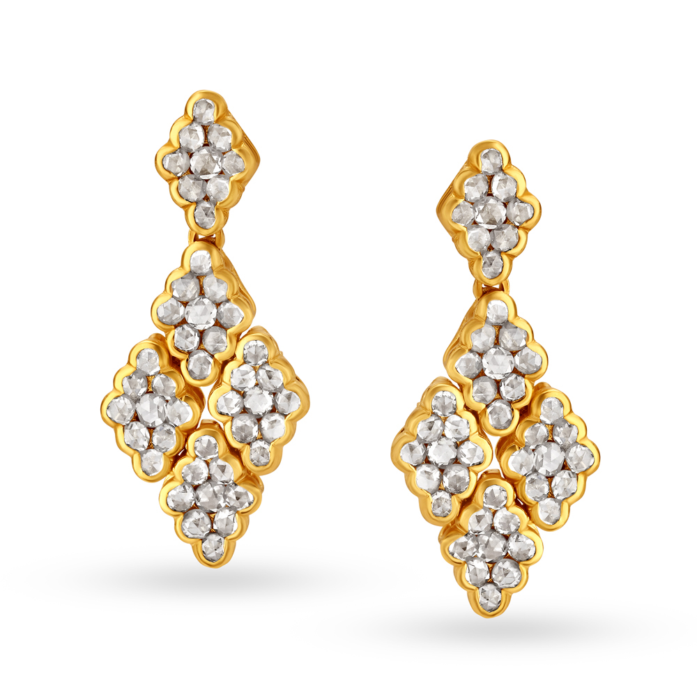 Diamond Shape Pattern Gold Necklace Set