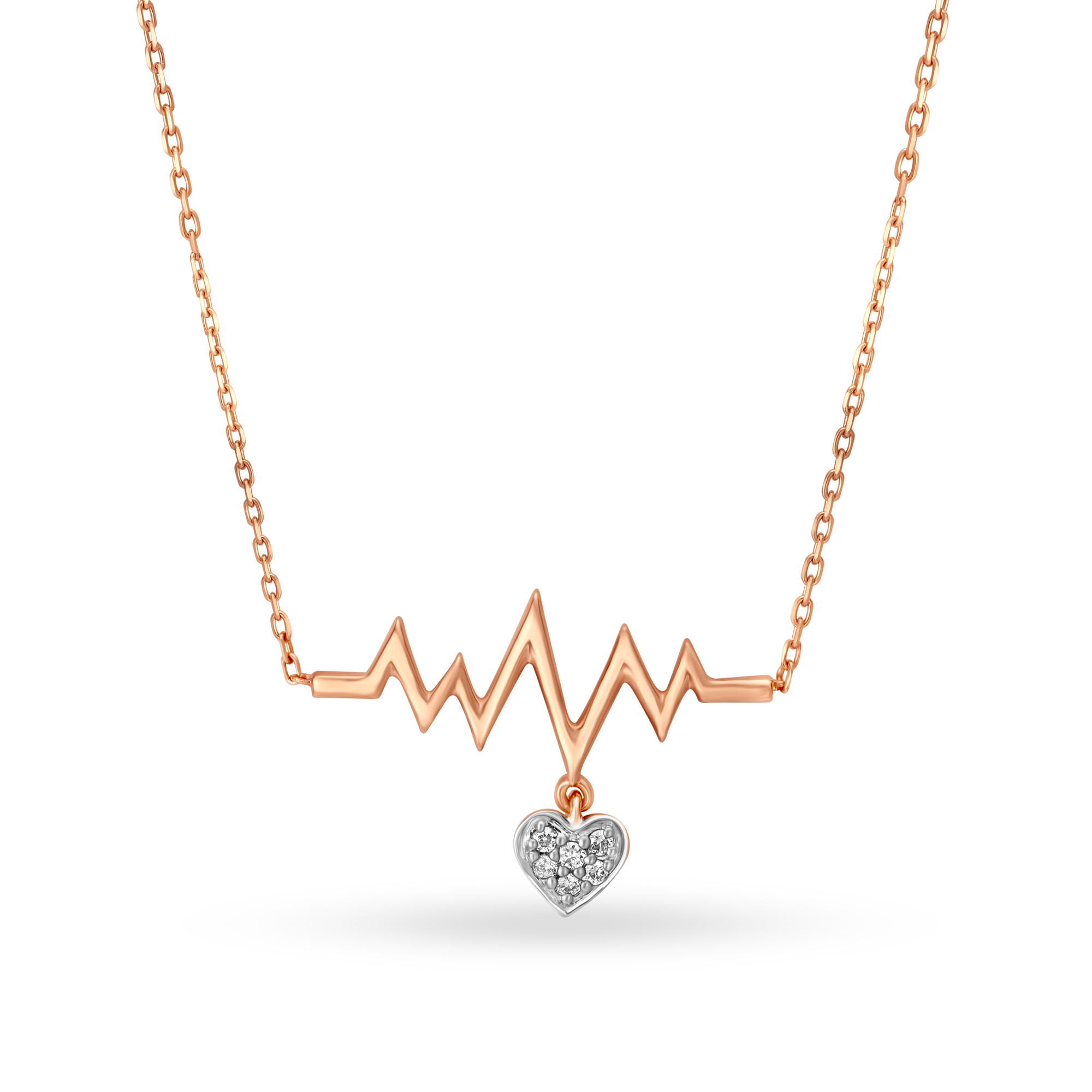 14KT Rose Gold Heartbeat Pendant With Chain