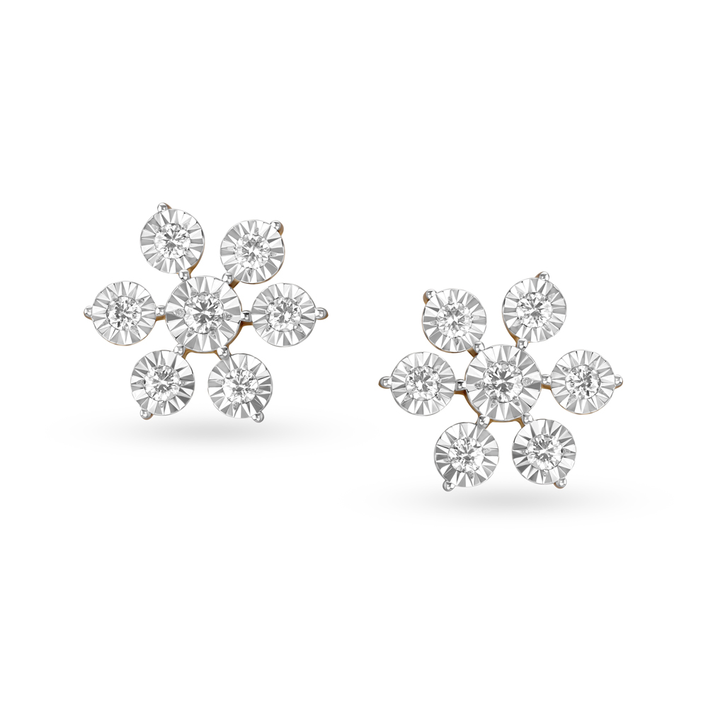Blissful Seven Stone Diamond Stud Earrings