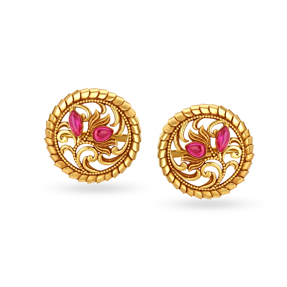 Hypnotic Gold Fancy Stud Earrings