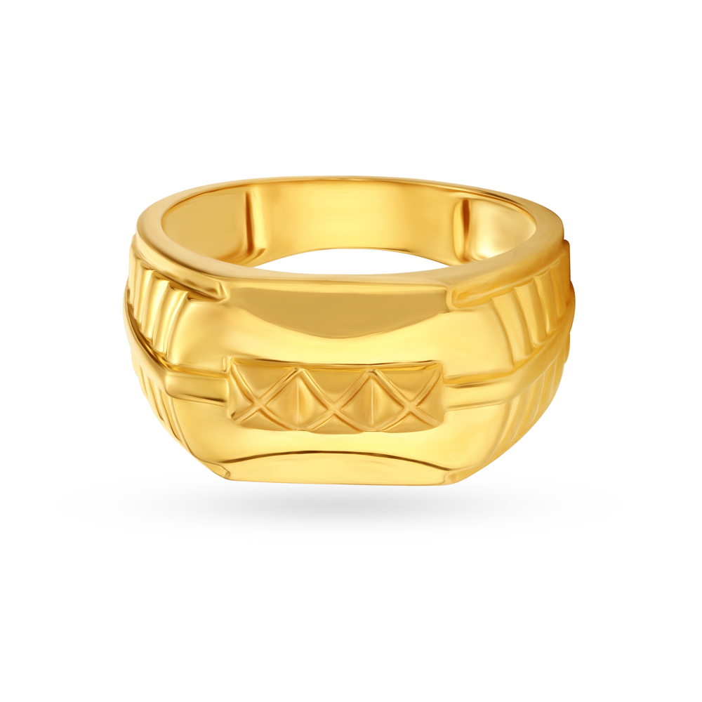 Multi Cross Pattern Gold Finger Ring For Men