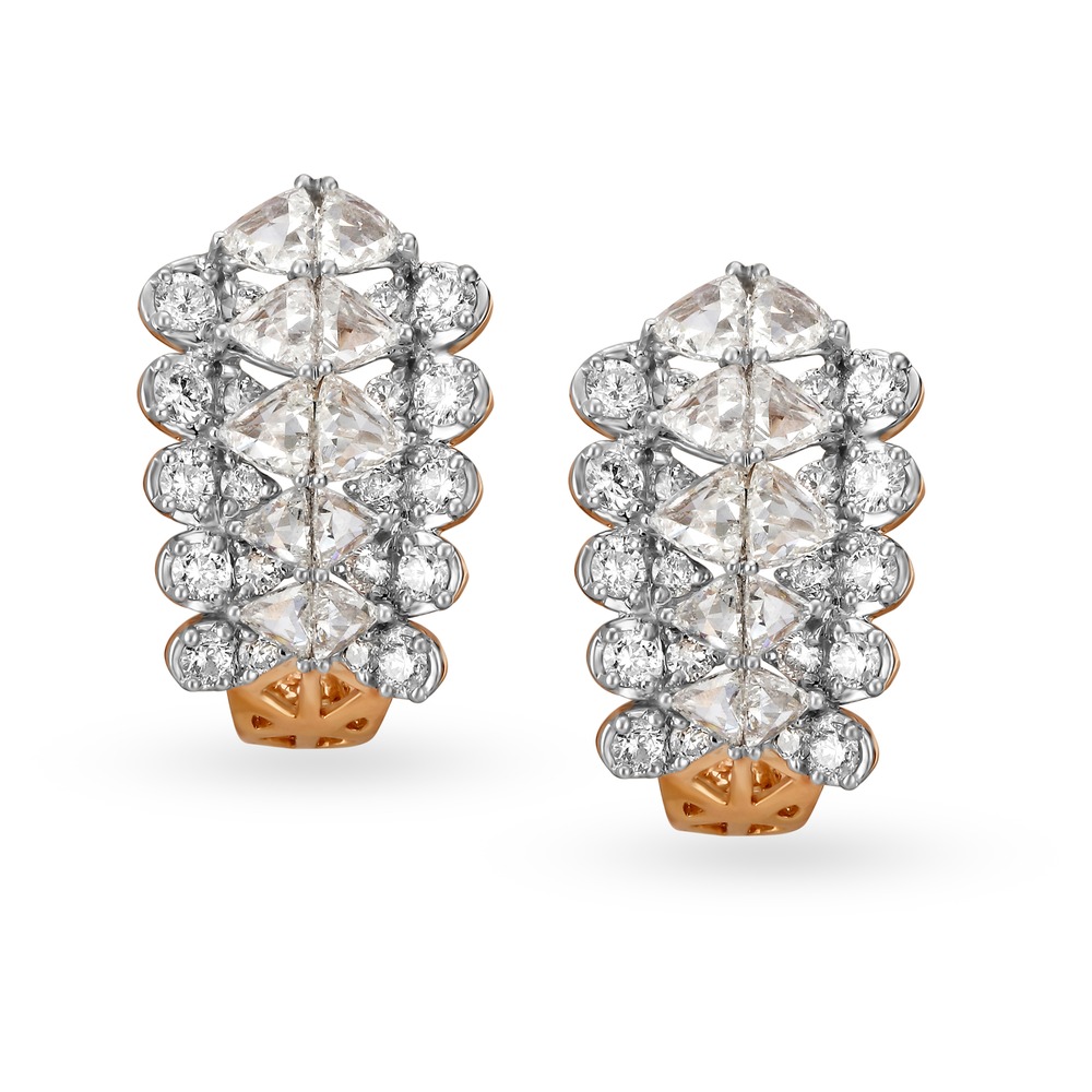 Heavenly 18 Karat Yellow Gold And Diamond Studded Hoop Earrings