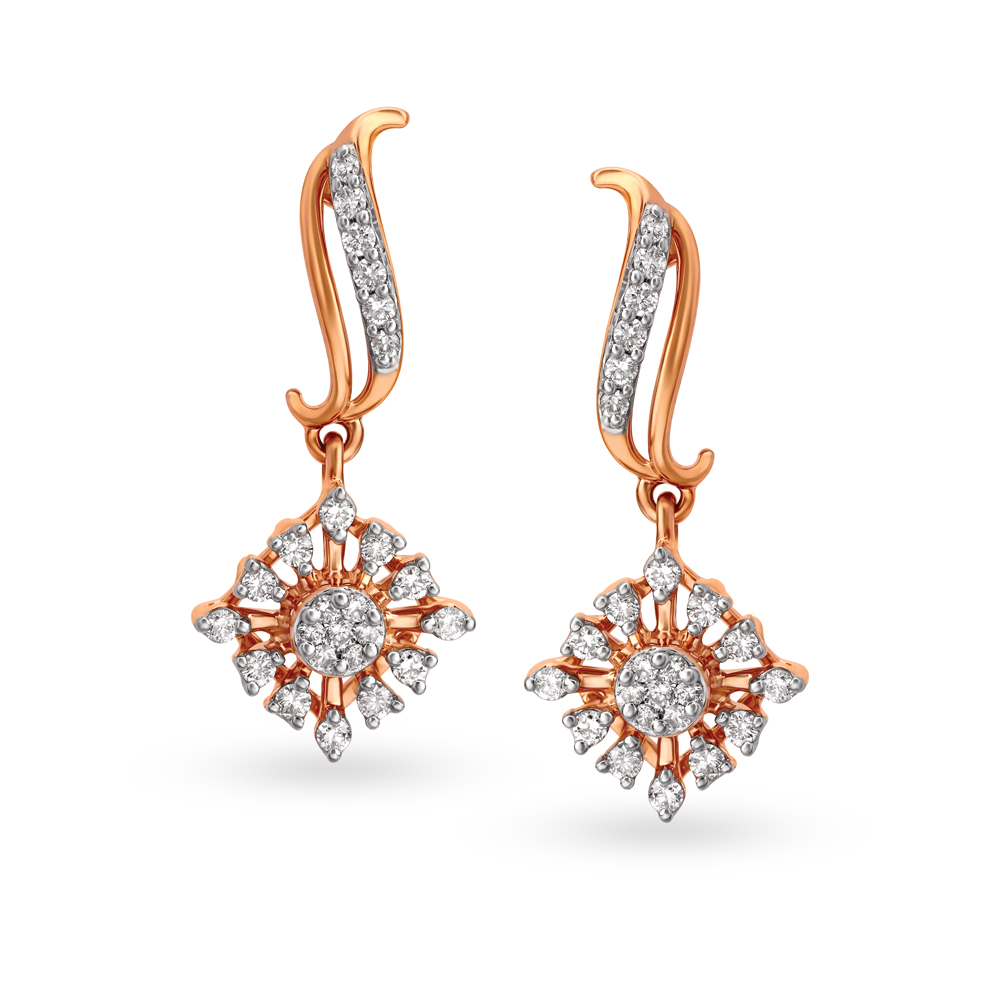 Splendid Rose Gold and Diamond Drop Earrings