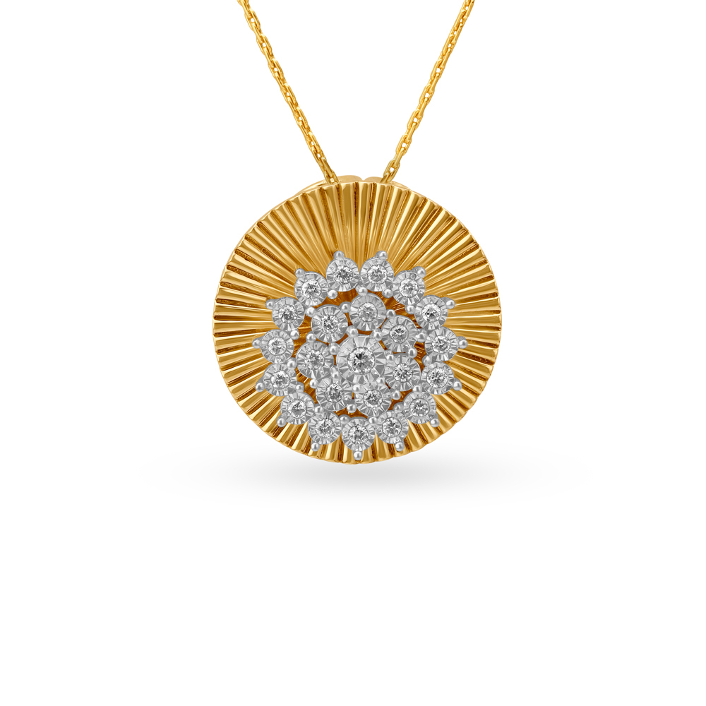 Bright Floral white and yellow Gold and Diamond Pendant