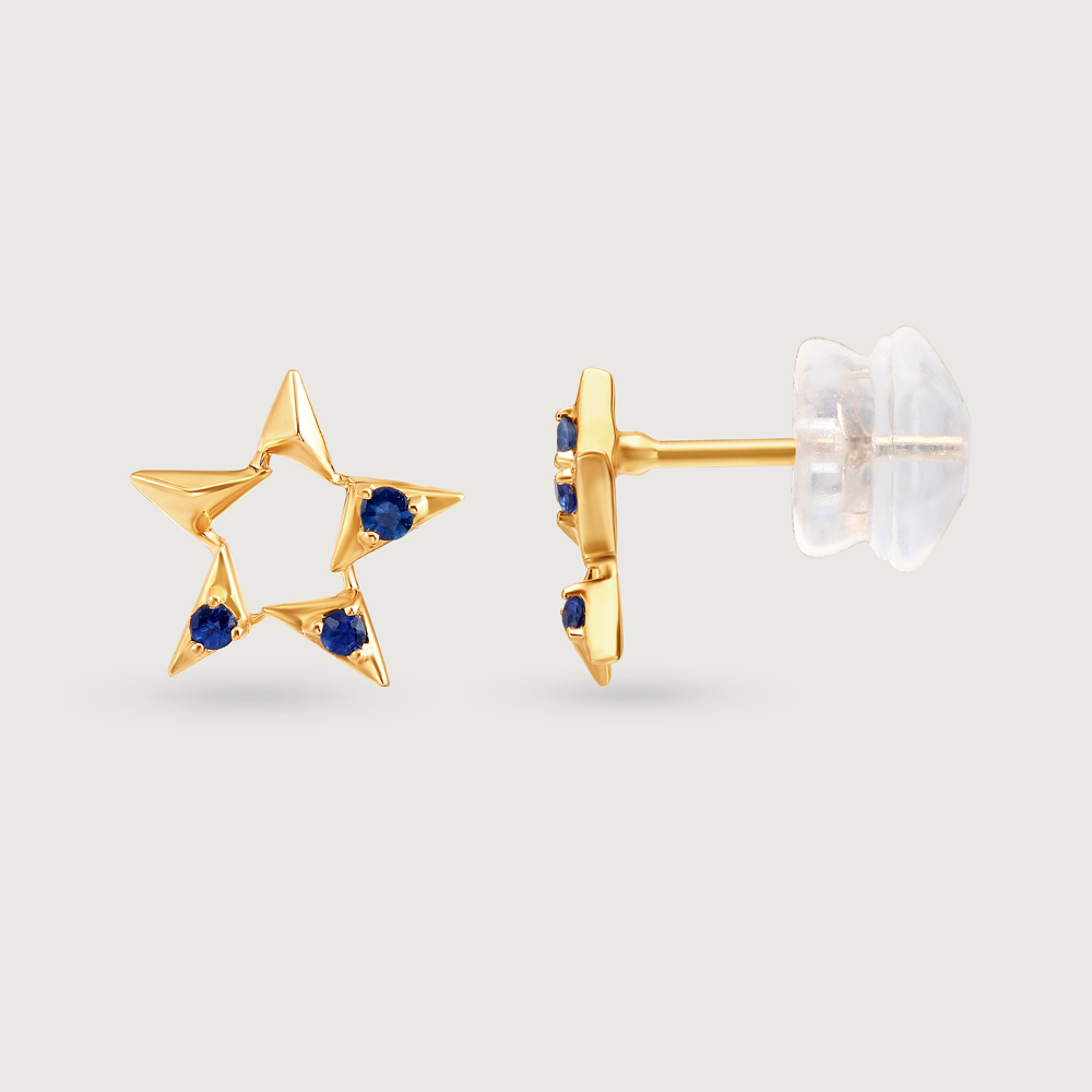 Luminous Brilliance Blue Sapphire 14KT Stud Earrings