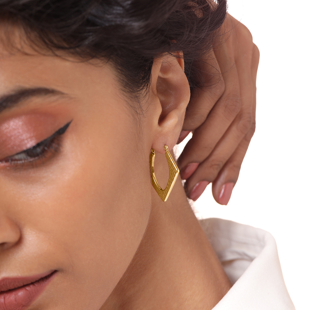 Angular Artistry 18KT Gold Hoop Earrings