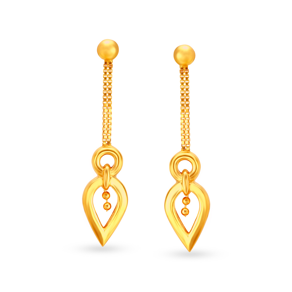 Modern 22 Karat Yellow Gold Inverted Teardrop Drops