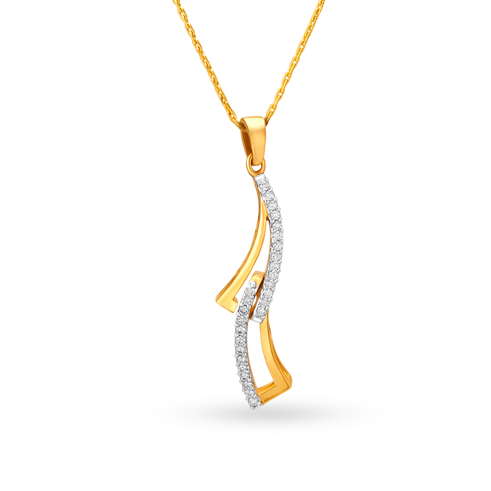 Brilliant 18 Karat Yellow Gold And Diamond Interlock Pendant