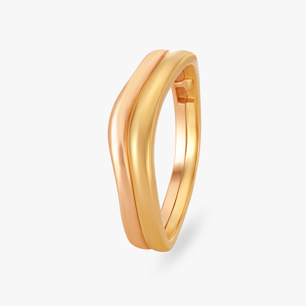 Dual Patterned Gold Finger Ring