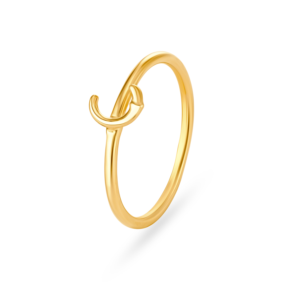 Letter C 14KT Yellow Gold Initial Ring