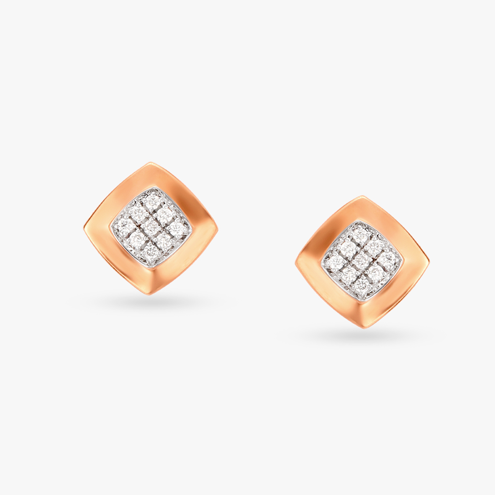 Angular Aura Diamond Stud Earrings