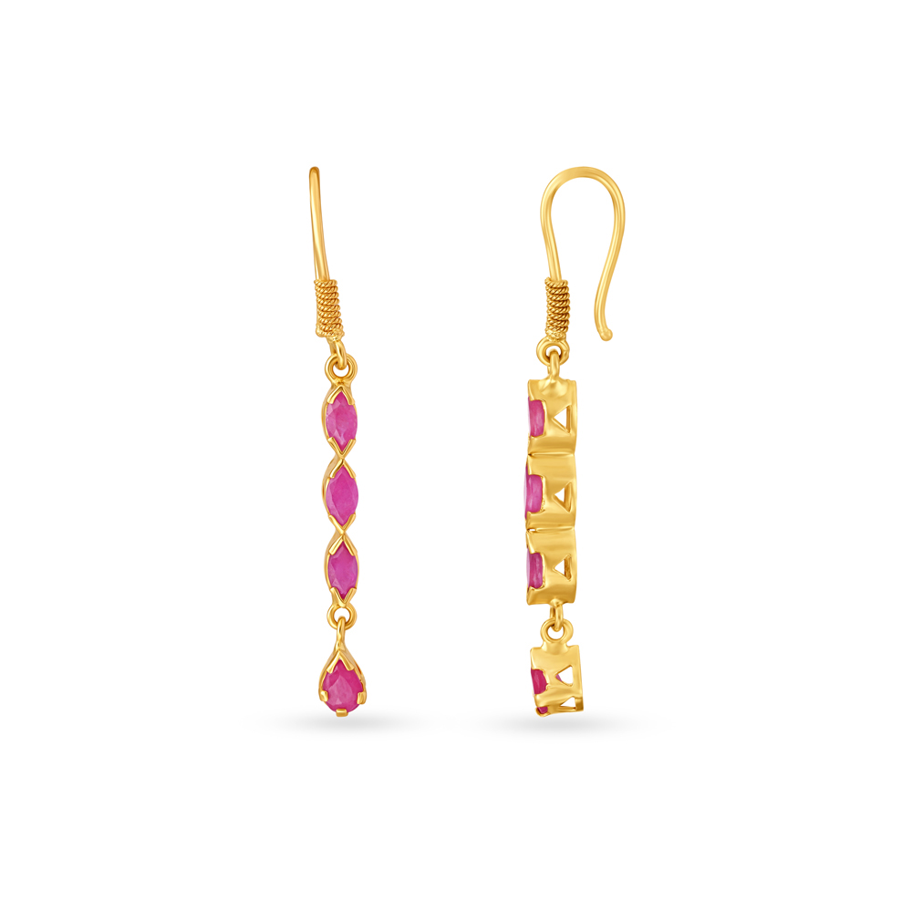 Whimsy Ruby Studded Gold Hoop Earrings