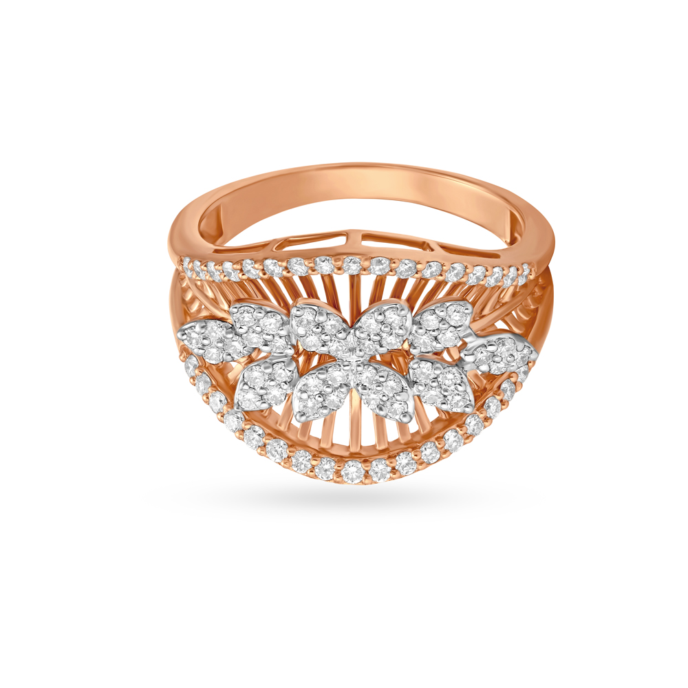 Eclectic Floral Rose Gold Finger Ring