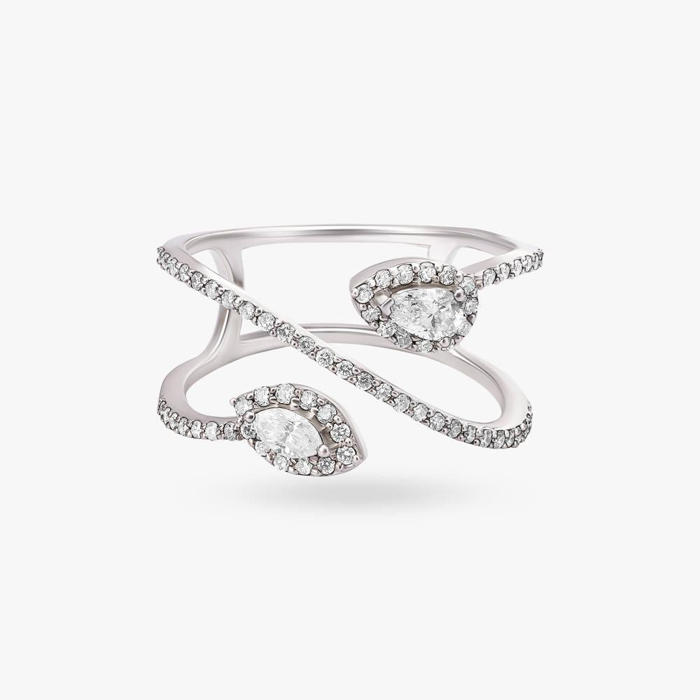 Sparkling Vine Diamond Open Finger Ring