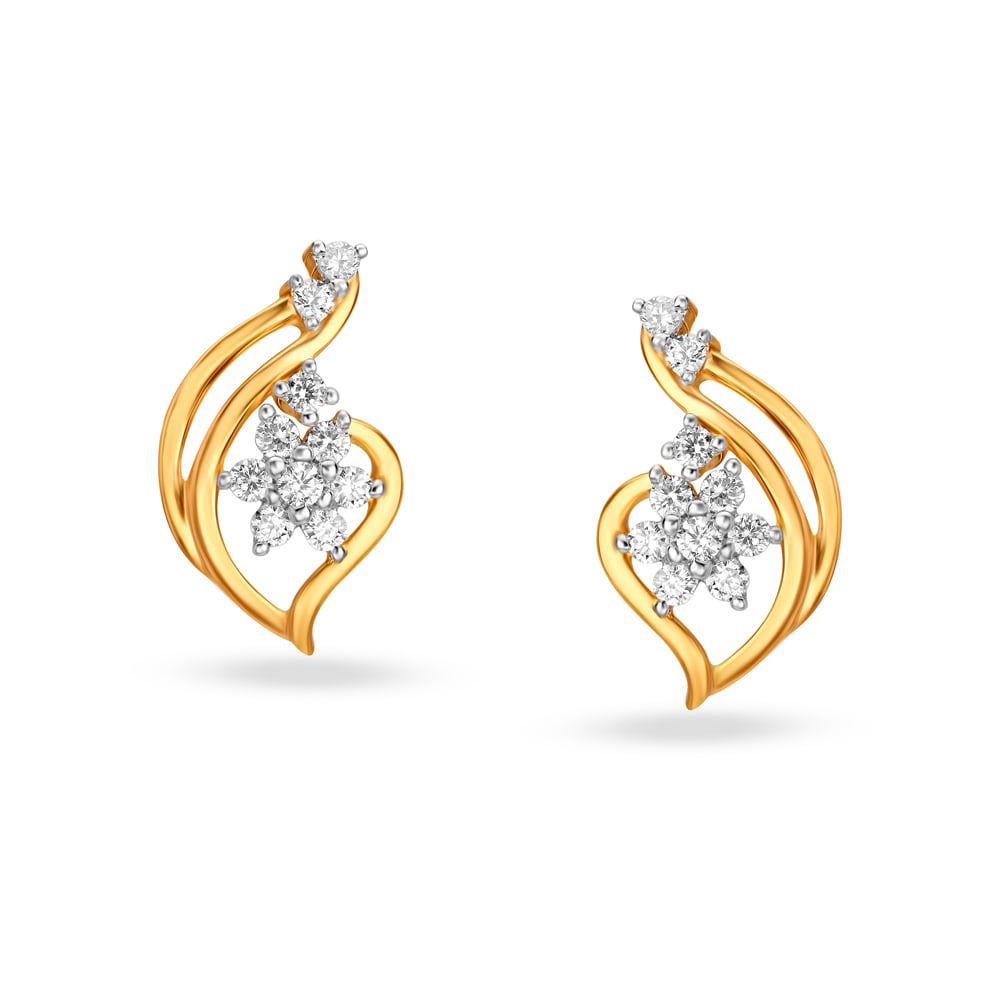 Immaculate Gold and Diamond Stud Earrings