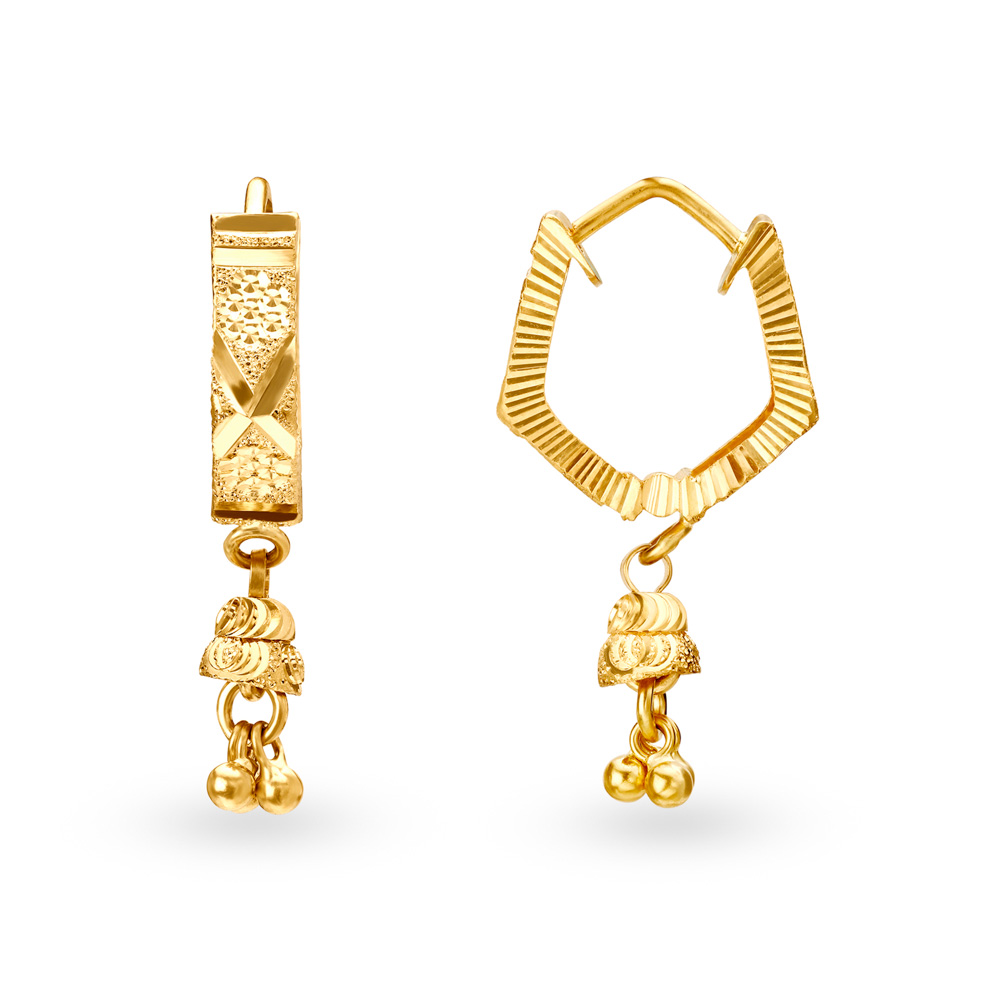 Contemporary Gold Chandelier Bell Hoops
