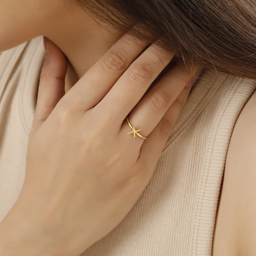 Letter X 14KT Yellow Gold Initial Ring