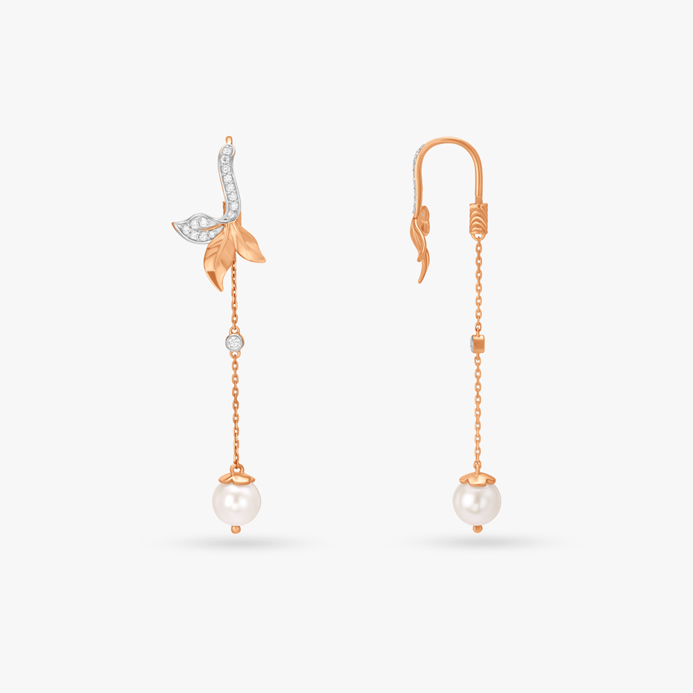 Ethereal Diamond and Pearl Drop Earrings